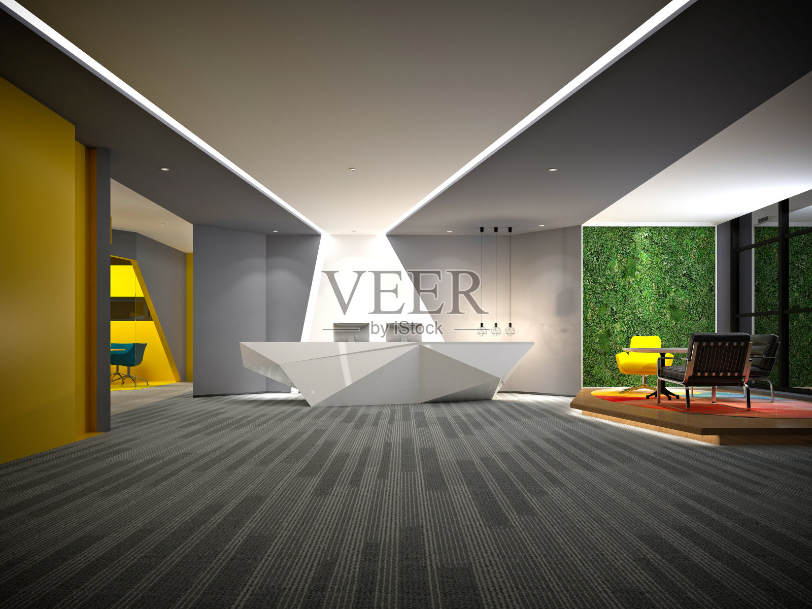 3d渲染现代办公前台会议室图片 商业图片 正版原创图片下载购买 Veer图库